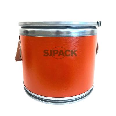 China Custom Leather-Wrapped Fiber Drum – Decorative & Storage Barrel (36cm Diameter X 33cm Height) for sale