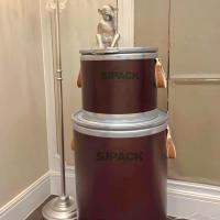 China Luxury Leather Saddle-Style Storage Bucket – Handcrafted Decorative Fiber Drum for sale
