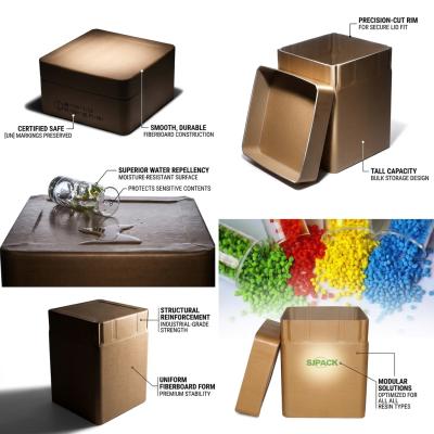 China UN 4G-X Certified 15 Gallon Square Fiber Drum Waterproof Sealed Container 37cm Industrial Chemical Storage for sale
