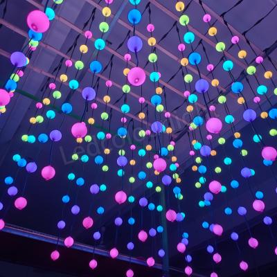 China DMX512 DC24V LED Pixel Ball 3D Matrix IP65 LED Curtain Ball String Lights for outdoor stage wedding decorations for sale