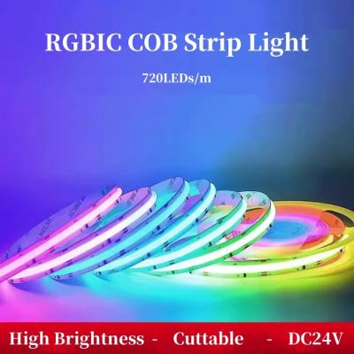 China 720 LEDs/m WS2811 RGBIC COB LED Strip 12mm DC24V Colorful Light Strips for sale