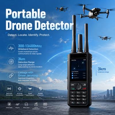 China 300MHz-13.4GHz Ultra-Wideband Portable RF Anti Drone Detector with 5 km Detection Range for UAV and FPV Identification for sale