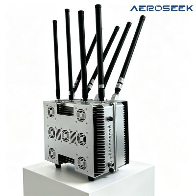 China Enhanced Uav Detection High Power 6 Band 300W Anti Drone Jammer with Fpv Alert 3km Range 24 7 Automatic RF Interference Airspace Drone Jamming System for sale