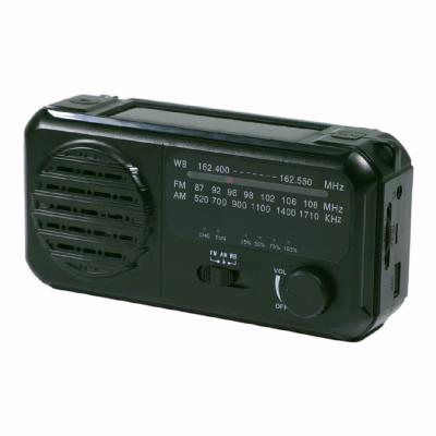 China Emergency Solar Hand Crank Radio AM FM WB with 2800mAh Power Bank and 1W Zoom LED Torch for sale