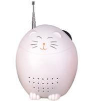 China Cat Design Cute FM Radio 8Ω White Built In Speaker Small Stereo Mini 87x84x84mm for sale