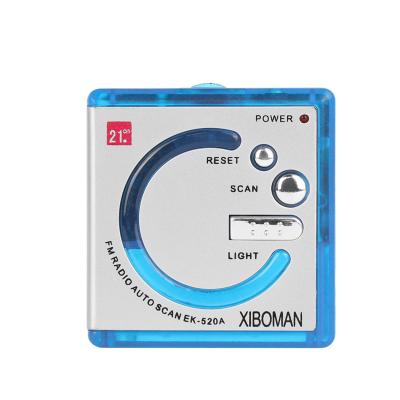 China Portable Square Mini Pocket FM Radio with Belt Buckle 60x56x15mm 88-108MHz for sale