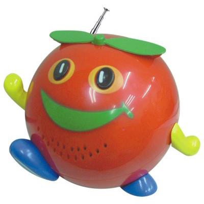 China Cartoon Tomato Design FM Radio Mini Stereo Portable Speaker 88-108MHz 3V DC for sale