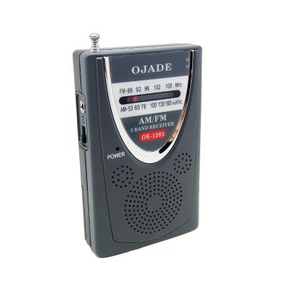 China Black Portable AM FM Pocket Radio with Lanyard 2.3cm Handheld Outdoor Radio for sale