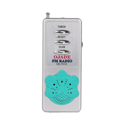 China Mini Handheld FM Radio ABS with Earphone Jack Flashlight 105x43x22mm for sale