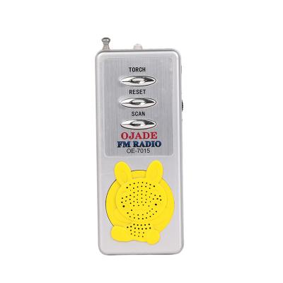 China Cute Rabbit Handheld FM Radio Player 88-108MHz Pocket Radio 22mm with Earphones for sale
