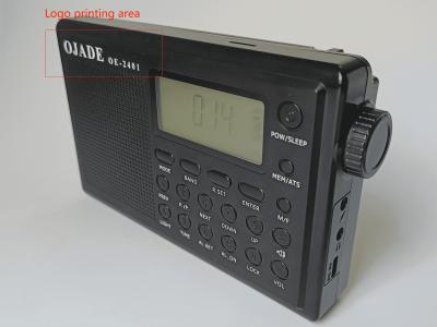 China Rechargeable FM MW SW 3 Band Radio with Alarm Clock and Bluetooth AUX Jack 17cm for sale