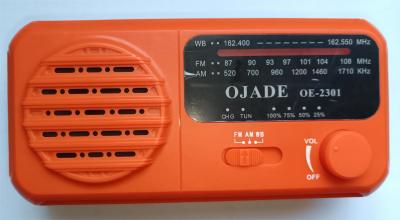 China ABS Emergency Solar Hand Crank Radio FM AM WB 1W LED Flashlight 2800mAh Power Bank for sale
