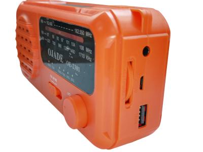 China ABS Emergency Solar Hand Crank Radio 2000mAh AM/FM/WB SOS Alarm for sale