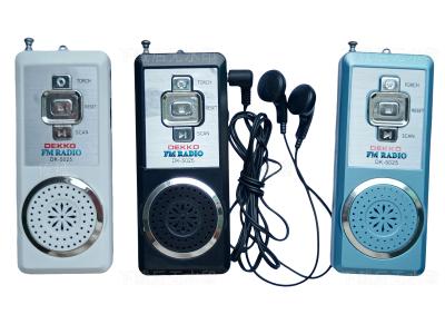 China DEKKO DK-5025 Mini FM Radio with Flashlight Speaker Dry Battery Auto Scan Portable for sale