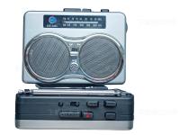 China Silvery FM AM Cassette Tape Player Radio with Recording Function 2 Speakers 260g for sale