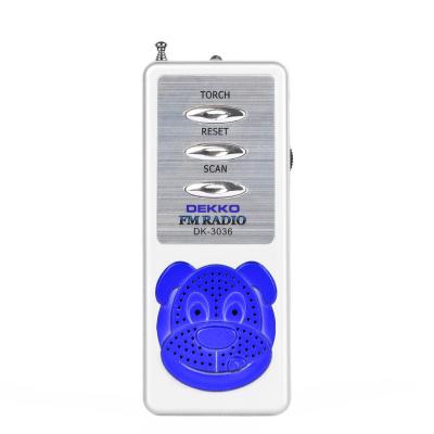 China DEKKO DK-3036 Portable Mini FM Radio Auto Scan with Flashlight 88-108 MHz for sale