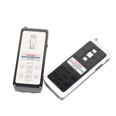 China OJADE OE-1303 UM3x2 Battery Powered Mini FM Radio 88-108MHz Auto Scan Built-in Speaker for sale