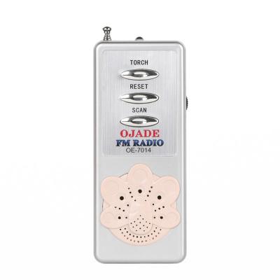 China OJADE OE-7014 Battery Powered Handheld FM Radio 88-108 MHz 3.5mm Headphone Jack Auto Scan for sale