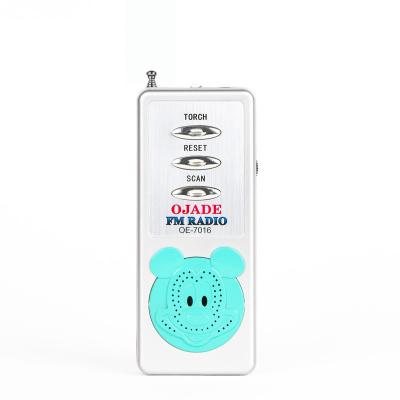 China OJADE Handheld FM Auto Scan Radio 88-108 MHz Portable Pocket Radio with 3.5mm Headphone Jack for sale