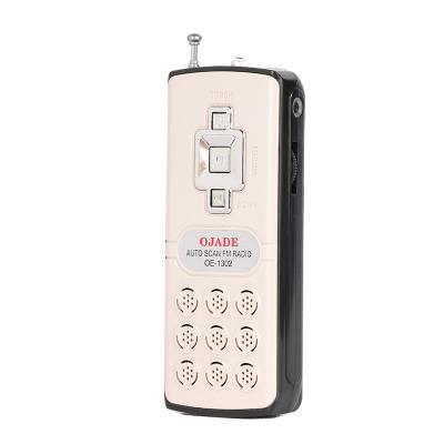 China Ultralight FM Auto Scan Radio OE-1302 Dry Battery Powered Built-in Speaker 88-108MHz for sale