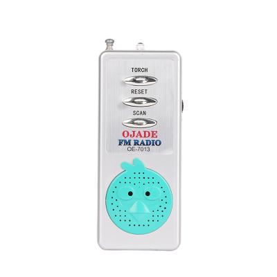 China ABS Handheld FM Radio 88-108 MHz Auto Scan Portable Pocket Radio with Emergency Light for sale