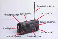 China AM FM WB Emergency Solar Hand Crank Radio with 2800mAh Power Bank and 1W LED Flashlight for sale