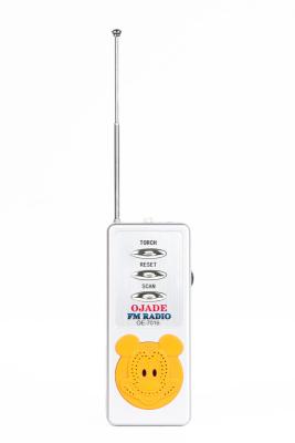 China OJADE Handheld FM Auto Scan Radio 88-108 MHz Pocket Radio with Headphone Jack 3.5mm ABS for sale