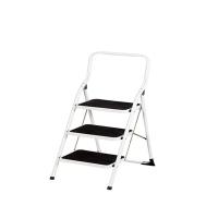 China 150kg Foldable Carbon Steel Hand Truck Ladder White 3 Step Metal Handrail for sale