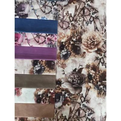 China Shrink Resistant Customized Digital Flower Print Fabric Patterned Velvet Upholstery Fabric for sale