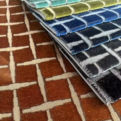 China Jacquard Velvet Sofa Fabric 100% Polyester Home Textile Fabric For Decoration for sale