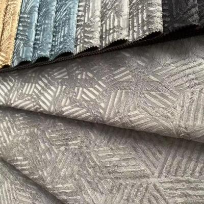 China Glue Deep Embossed Velvet Knit Fabric Luxury Style Soft For Sofa for sale