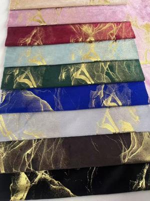 China Luxury Velvet sofa fabric 100% Polyester Knitted Gold Foil Bronzing for sale