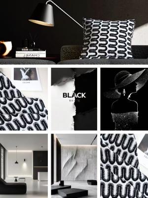 China 1020gsm Black And White U-pattern Jacquard Chenille For Sofa  for sale