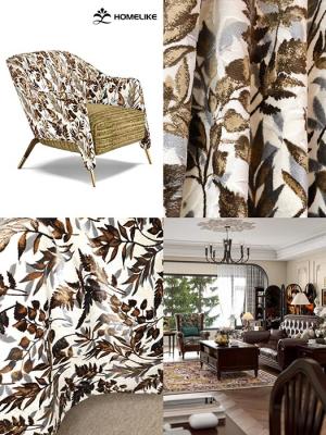China Luxury Vintage Leaves Pattern Jacquard Velvet Fabric For Sofa for sale