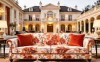 China French Neoclassical Style Orange-Red Artistic Tree Jacquard Velvet Fabric For Sofa for sale