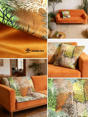 China Vacation Rental-style Abstract Trees Printed Velvet for Sofa for sale
