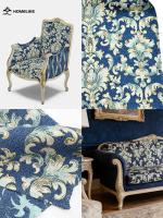 China Luxury Blue-Gold Damask & Geometric AB Jacquard Fabric for sale