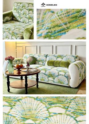 China Whisper of Green Fan | French Style High-End Custom Chenille Sofa Fabric for sale
