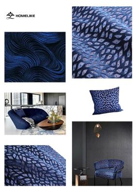 China Deep Ocean Blue Three-Dimensional Diamond Jacquard Velvet For Sofa for sale