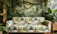 China Tropical Plant Jacquard Velvet Fabric For Sofa for sale