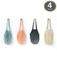 China SGS Mesh Market Tote , Recycled Foldable SMETA GOTS Cotton String Shopping Bag for sale