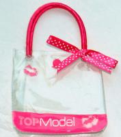 China Silkscreen Bowknot PVC Plastic Pouch bags Buttons Clear Transparent 7P With Handles for sale