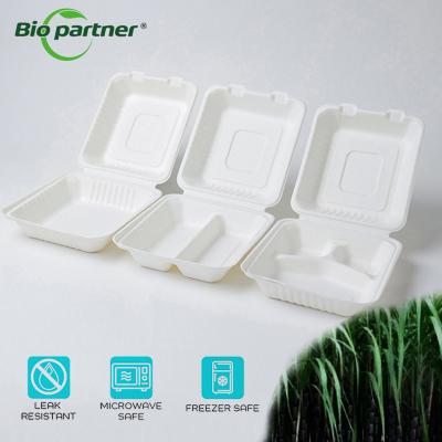 China Eco Friendly Sugarcane Bagasse Disposable To Go Food Container Rectangle 100000pcs MOQ for sale
