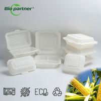 China Eco Friendly Corn Starch Plastic To Go Bento Food Containers with Hinged Compartment for sale