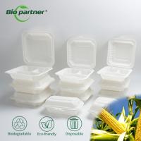 China Compostable Rectangle Take Out Hinged Food Container Corn Starch Plastics Togo Salad Box for sale