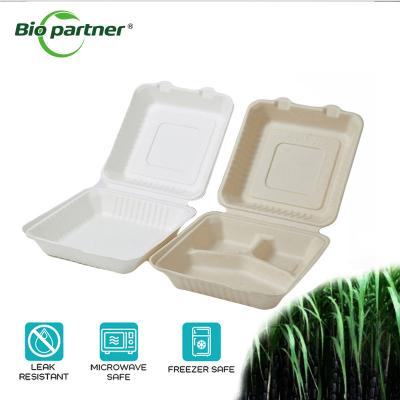 China Biodegradable Compostable Within 90 Day Disposable Bagasse Takeout Fast Food Packaging for sale