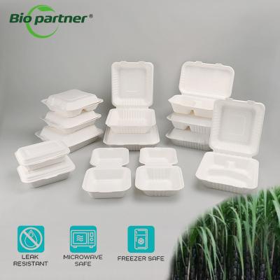 China Eco Degradable Sugarcane Bagasse Lunch Box Container Custom Logo 100000pcs MOQ for sale