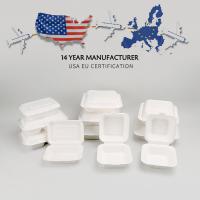 China Eco Degradable Sugarcane Bagasse Lunch Box Container Custom Logo 100000pcs MOQ for sale