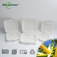 China 3 Lattice Disposable Take Away Container with Customizable Logo and Corn Starch for sale