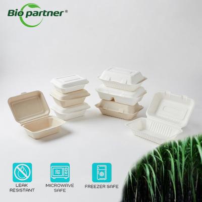 China 100% Natural Bagasse 3 Compartment Food Container Disposable Take Out Picnic Box 100000pcs MOQ for sale
